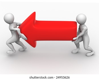 3d People Man People Pushing Arrow Stock Illustration 123497095