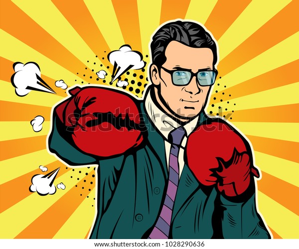 Man Boxing Gloves Illustration Comic Pop Stock Illustration 1028290636