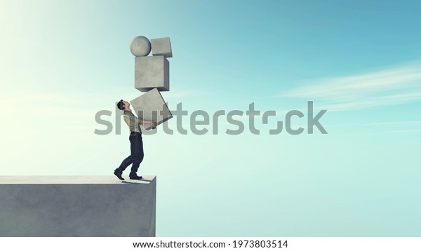 Man Carry Multiple Objects On Edge Stock Illustration 1973803514 ...