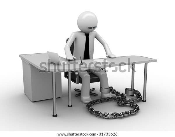 Man Chained Office Table Workplace 1 Stock Illustration 31733626