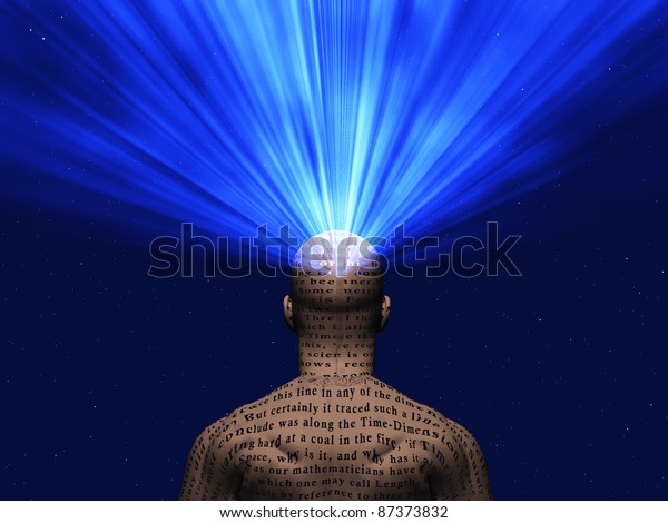 Man Covered Text Light Radiating Mind Stock Illustration 87373832 ...