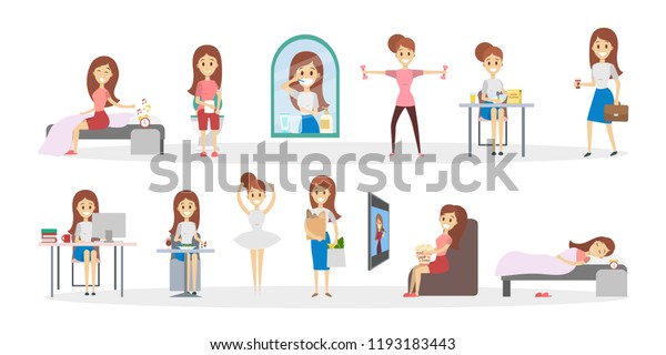 Man Daily Routine Everyday Schedule Illustration Stock Illustration ...