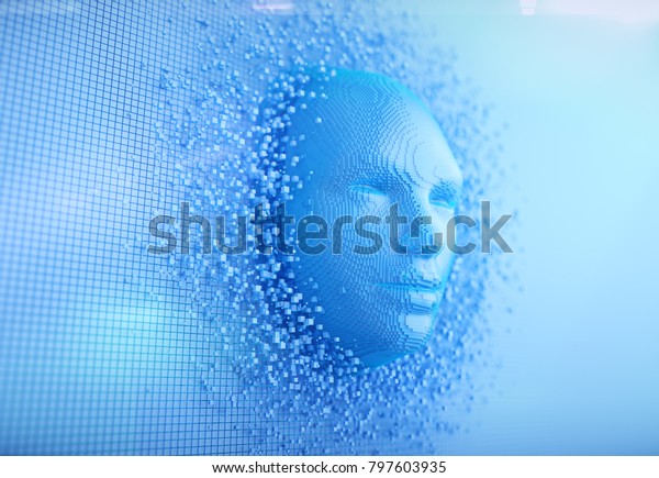 Man Face Pixel Dispersion Effect Concept Stock Illustration 797603935 ...