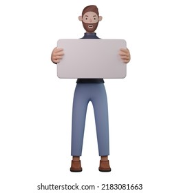 Man Holding Blank Board 3d Stock Illustration 2183081663 | Shutterstock