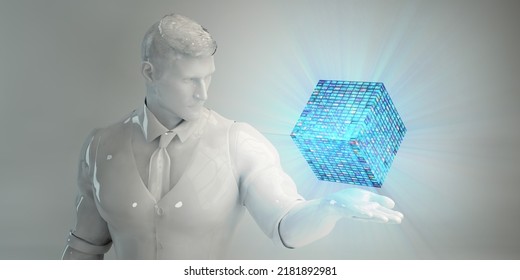 Man Looking Digital Solution Technology Solutions Stock Illustration ...