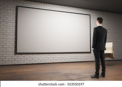 Man Looking Empty Billboard Hanging Room Stock Illustration 553550197 ...