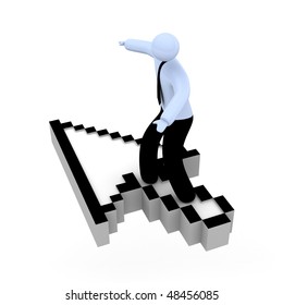 Man On Mouse Cursor Surfing Net 스톡 일러스트 48456085 | Shutterstock
