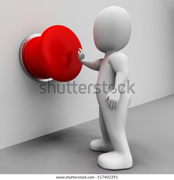 Man Pushing Button Shows Control Control Stock Illustration 157402391 ...