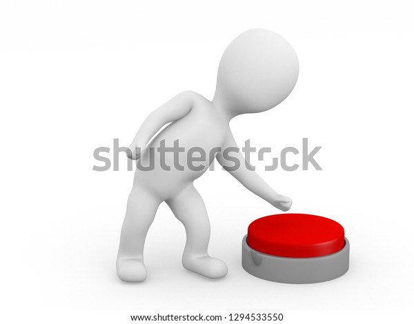 Man Pushing Red Button Stock Illustration 1294533550