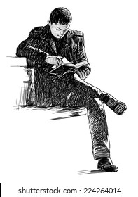 4,403 Sketch Man Reading Book Images, Stock Photos & Vectors | Shutterstock