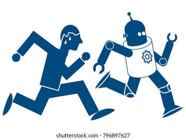 Male Robot Chasing Female Robot Stock Illustration 1017334060 ...