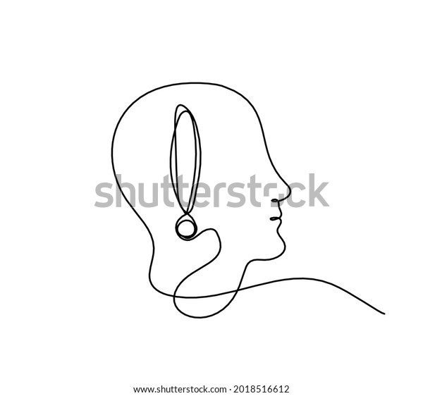 Man Silhouette Profile Exclamation Mark Line Stock Illustration ...