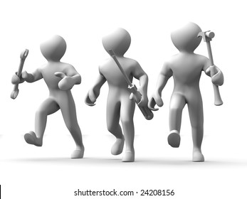 Three Man Tools Maintenance 3d: ภาพประกอบสต็อก 19416889 | Shutterstock