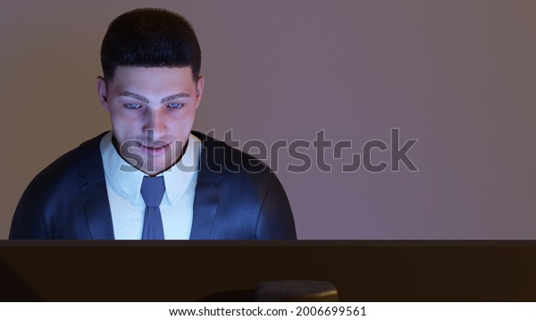Man Watching Computer Screen Tv Connectivity Stock Illustration ...