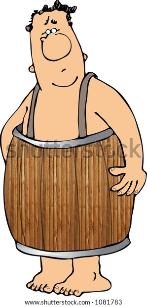 Man Wearing Barrel Stock Illustration 1081783