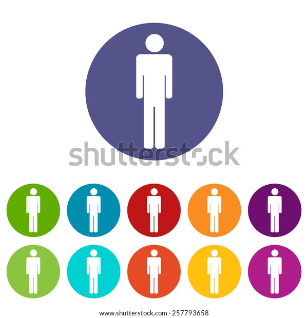 Man Web Flat Icon Different Colors Stock Illustration 257793658