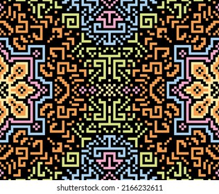 Mandala On Pixel Seamless Pattern Stock Illustration 2166232611 ...