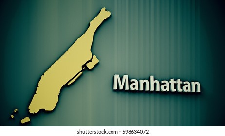 Manhattan Map Shape 3d Illustration Stock Illustration 598634072 ...
