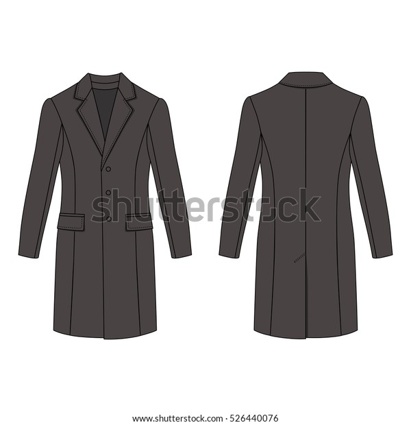 Mans Coat Outlined Template Front Back Stock Illustration 526440076 ...