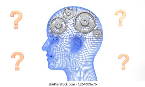 Mans Head Cogwheels Question Marks On 스톡 일러스트 1264683676 | Shutterstock