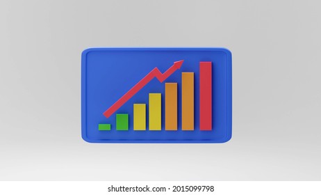 373 3d Rendering Growth Bar Chart And White Arrow With Green Background ...