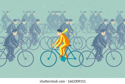 Many Cyclists Going Same Direction Only Stock Illustration 1662309151 ...