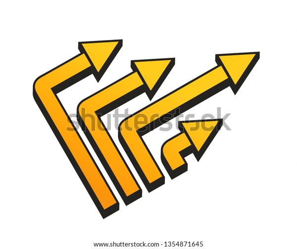 Many Different Arrows Pointing One Direction Stock Illustration 1354871645
