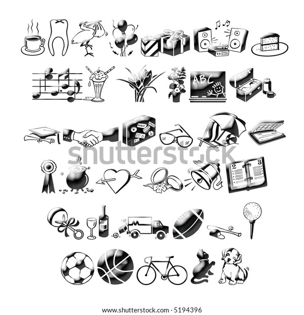 Many Icons Vector Stock Illustration 5194396