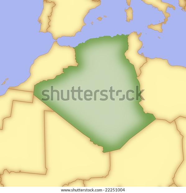 Map Algeria Borders Surrounding Countries Stock Illustration 22251004