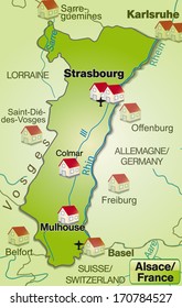 Map Alsace Overview Map Green Stock Illustration 170784527