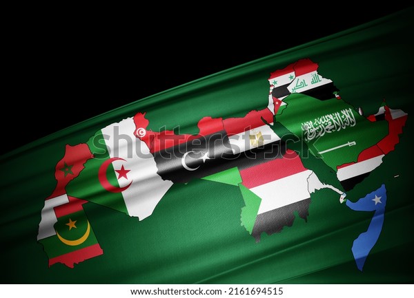 Map Arab World Flags Silk Black Stock Illustration 2161694515 ...