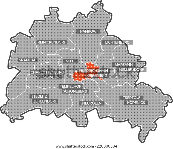Map Berlin Districts Focus On District Stock Illustration 220300534 ...