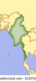 Burma Myanmar Vector Map Borders Surrounding: vector de stock (libre de ...