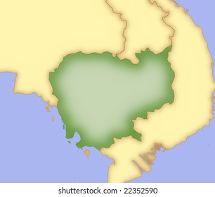 Cambodia Vector Map Borders Surrounding Countries Stock Vector (Royalty ...