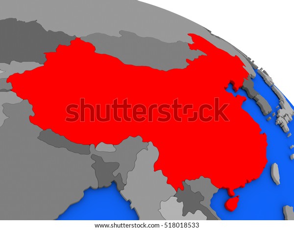 Map China Highlighted Red On Globe Stock Illustration 518018533 ...