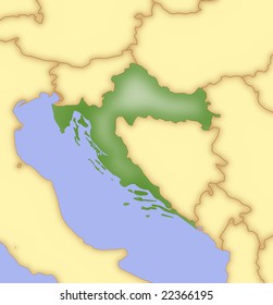 Map Croatia Borders Surrounding Countries 库存插图 22366195 | Shutterstock