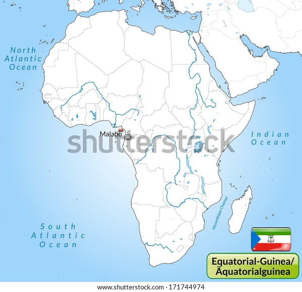 Map Equatorial Guinea Main Cities Gray Stock Illustration 171744974 ...