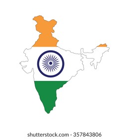 India Map Flag Flat Cartoon Illustration: стоковая иллюстрация ...