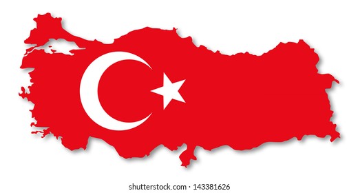 Turkey Map Flag Isolated On White Stock Illustration 286208066