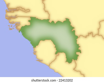 Guinea Vector Map Borders Surrounding Countries: เวกเตอร์สต็อก (ปลอดค่า ...