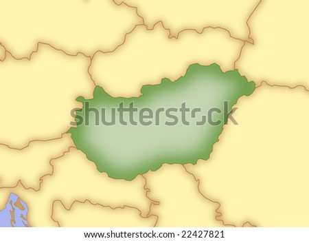 Map Hungary Borders Surrounding Countries Stock Illustration 22427821 ...