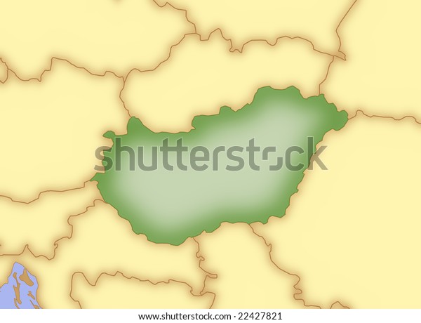 Map Hungary Borders Surrounding Countries Stock Illustration 22427821 ...