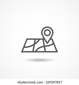 Land On Map Icon Stock Vector (Royalty Free) 1341515018