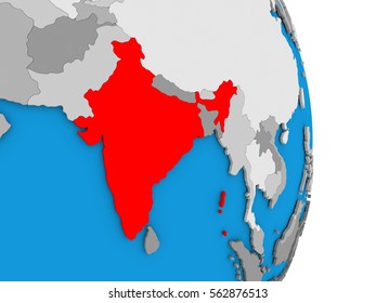 Map India Red On Globe 3d 库存插图 562876513 | Shutterstock