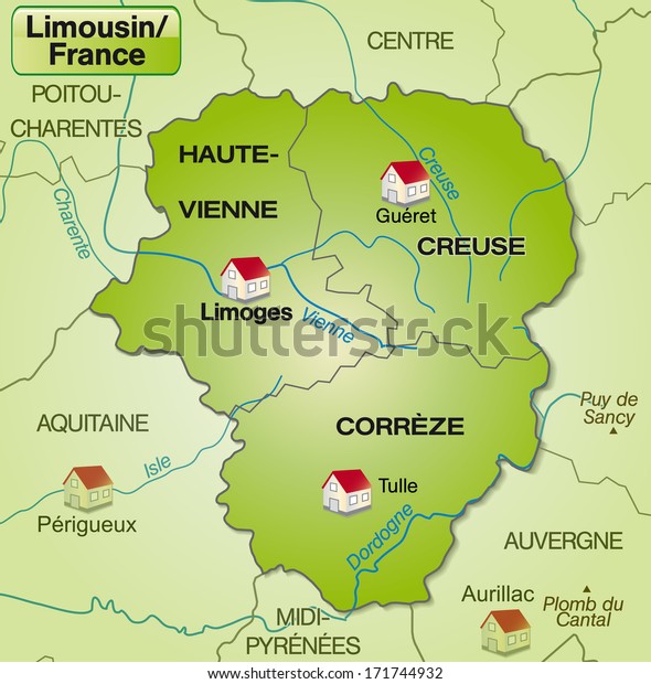 Map Limousin Borders Green Stock Illustration 171744932 | Shutterstock