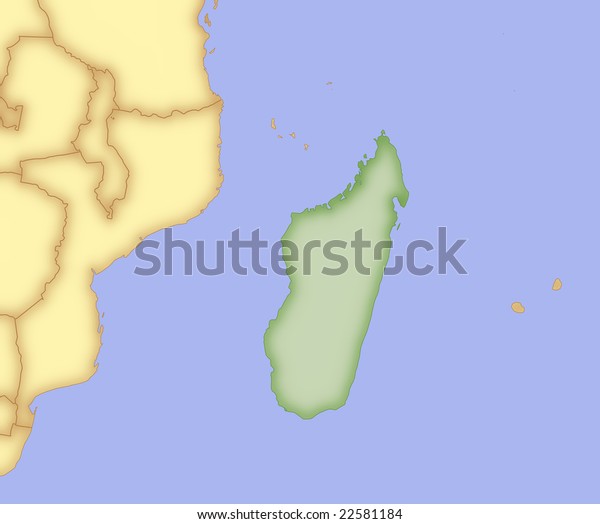 Map Madagascar Borders Surrounding Countries Stock Illustration 22581184