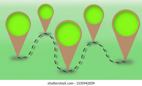Map Markers Connected By Dashed Line Stock Illustration 1535942039 ...