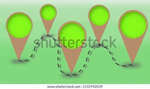 Map Markers Connected By Dashed Line Stock Illustration 1535942039 ...