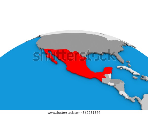 Map Mexico Highlighted Red On Simple Stock Illustration 562251394 ...