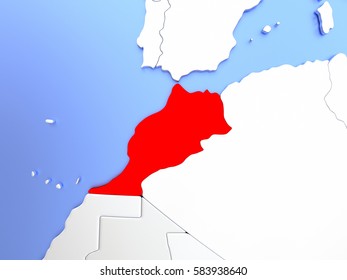 Map Morocco Highlighted Red On Simple Stock Illustration 583938640 ...